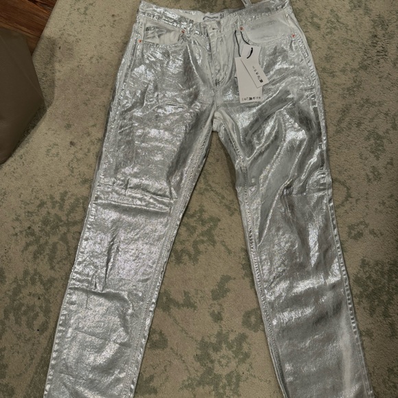 ASOS | Pants & Jumpsuits | Asos Metallic Silver Pants Low Rise | Poshmark